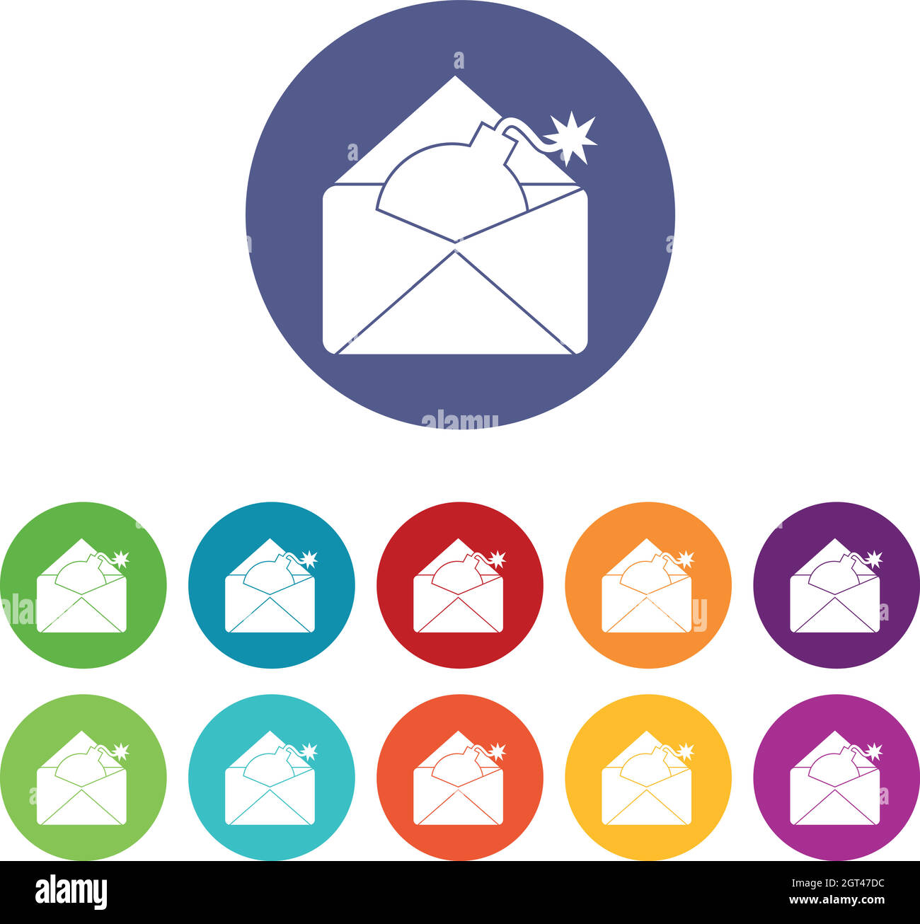 Envelope with bomb set icons Stock Vector Image & Art - Alamy