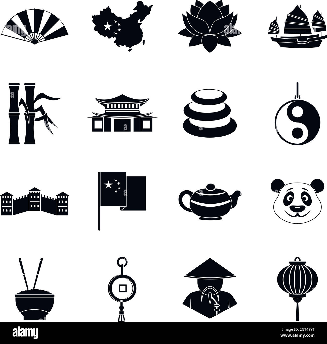 China travel symbols icons set, simple style Stock Vector Image & Art ...