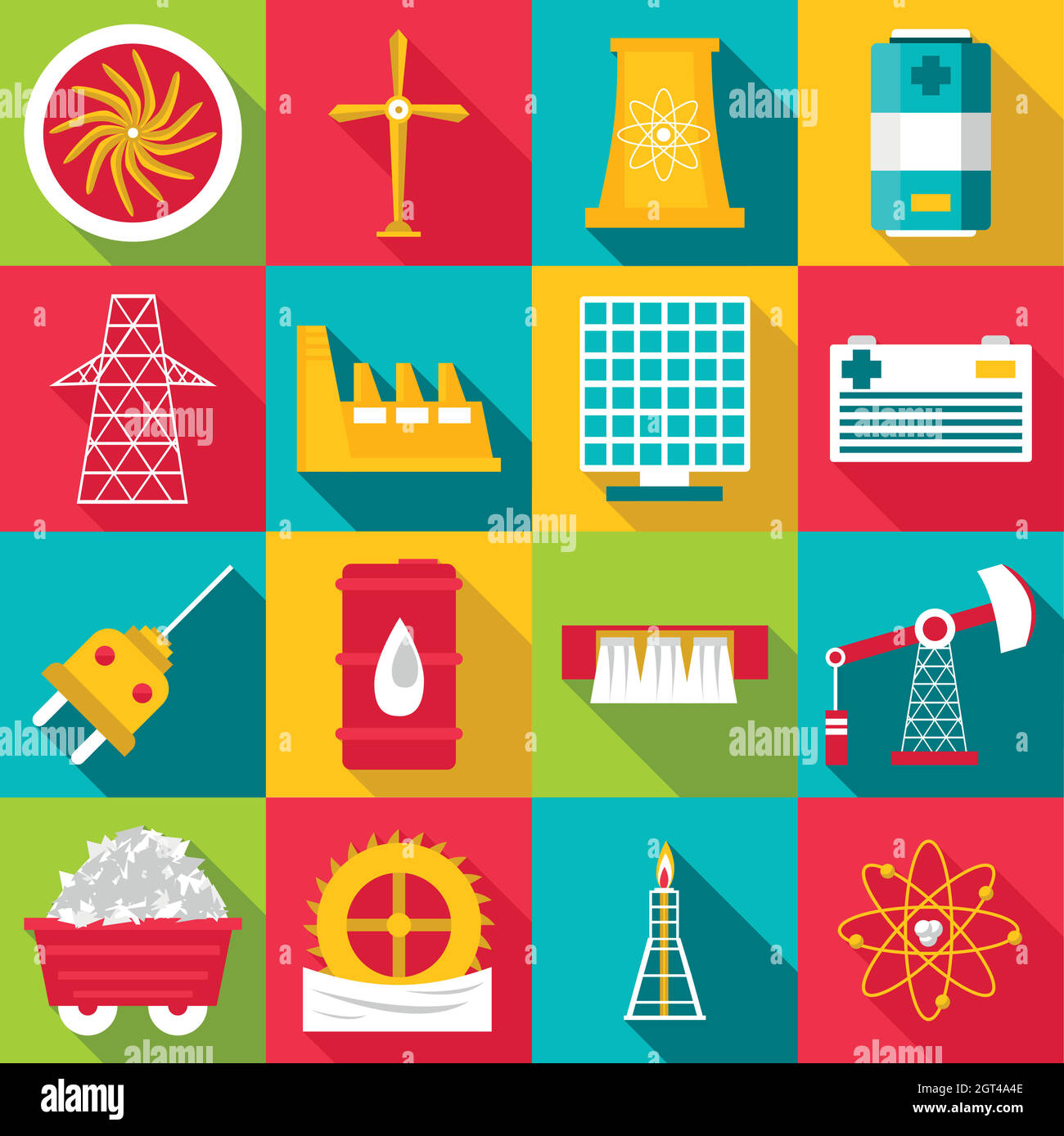 Energy sources symbols icons set, flat style Stock Vector Image & Art ...