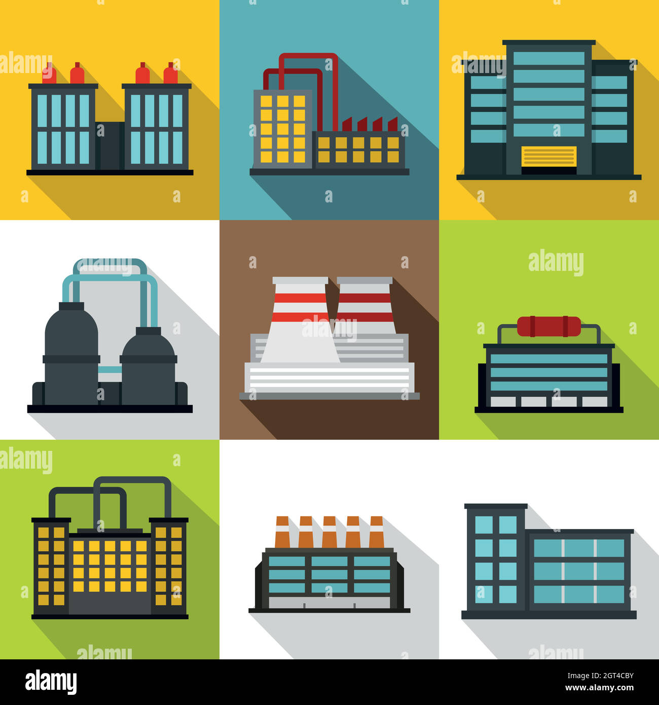 Production plant icons set, flat style Stock Vector Image & Art - Alamy