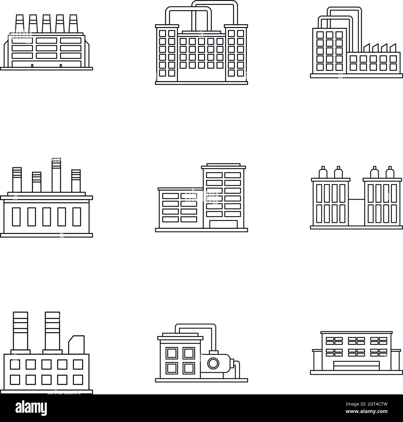 Factory icons set, outline style Stock Vector Image & Art - Alamy