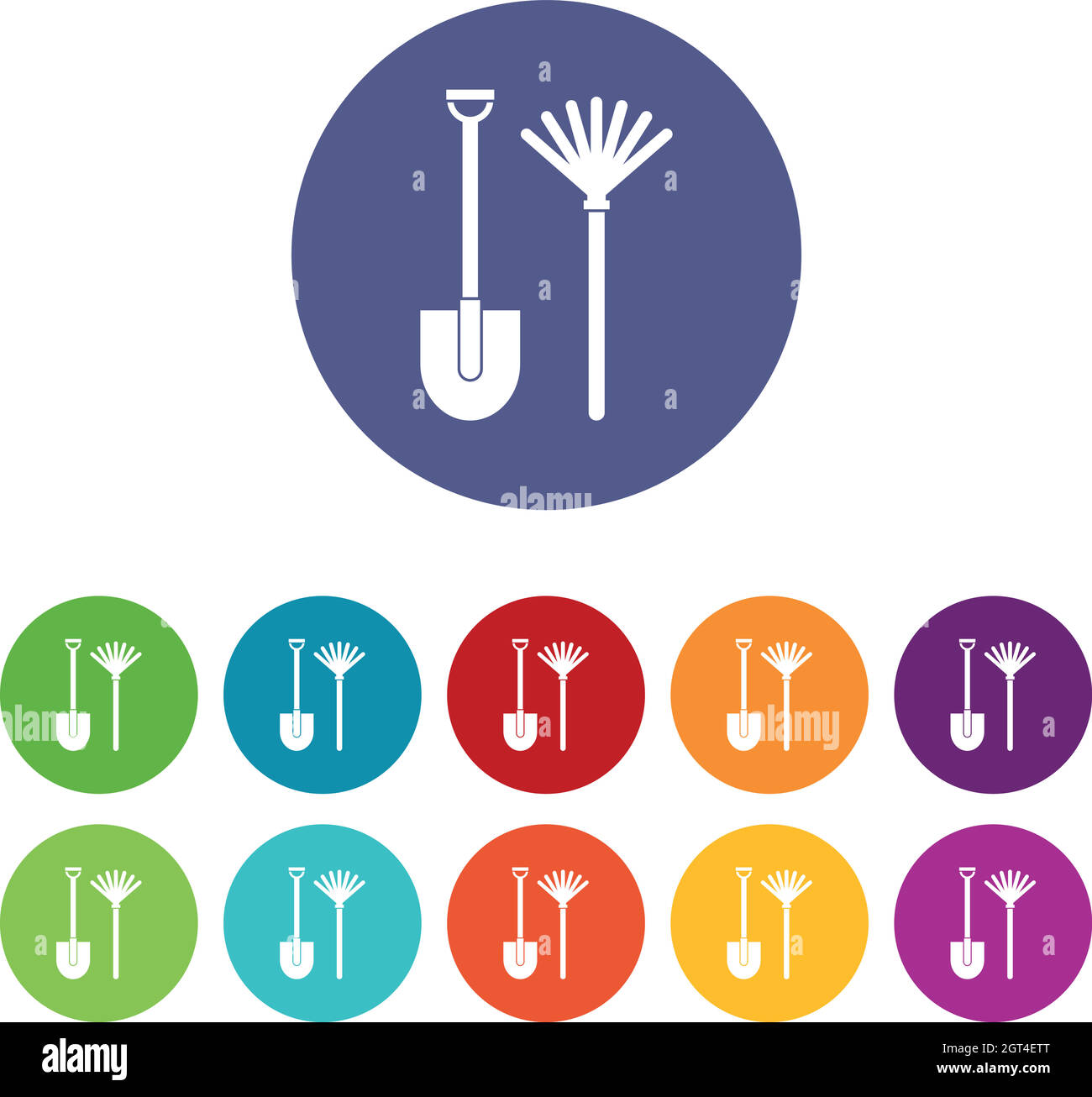 Rake and shovel set icons Stock Vector Image & Art - Alamy