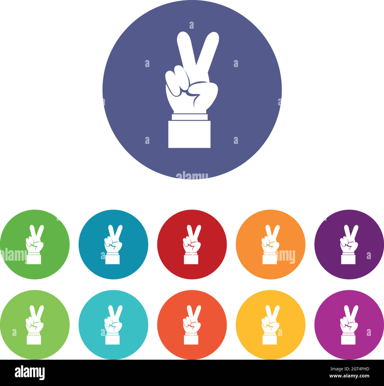 Hand with victory sign set icons Stock Vector Image & Art - Alamy