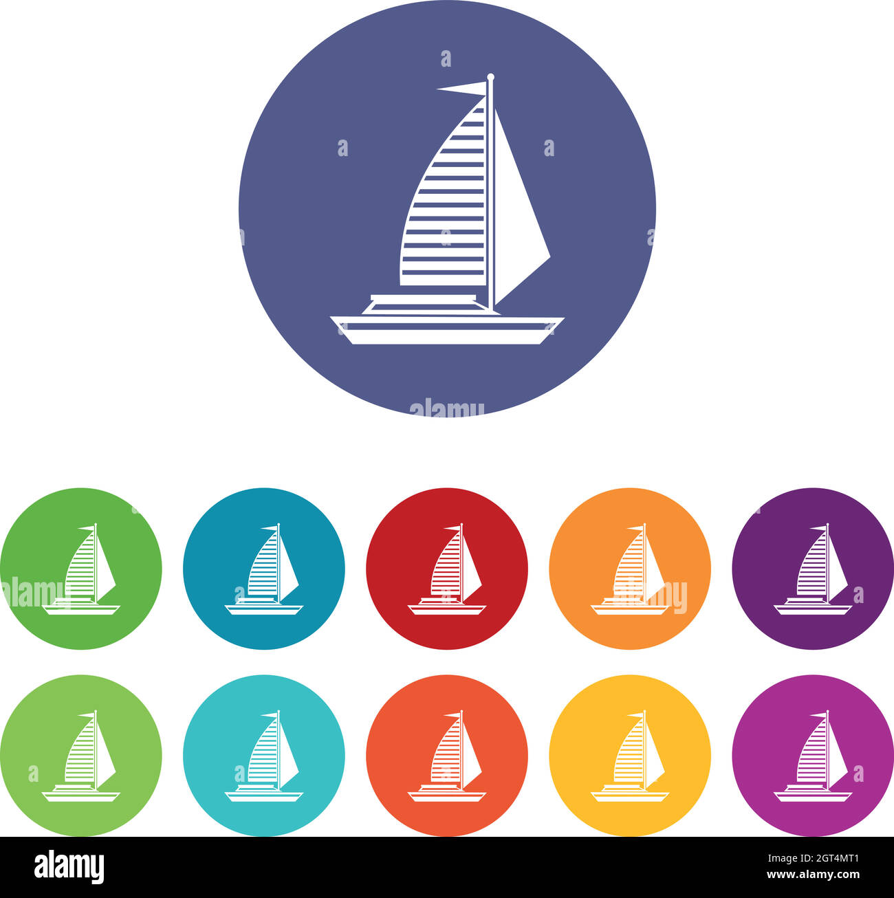 Yacht with sails set icons Stock Vector Image & Art - Alamy