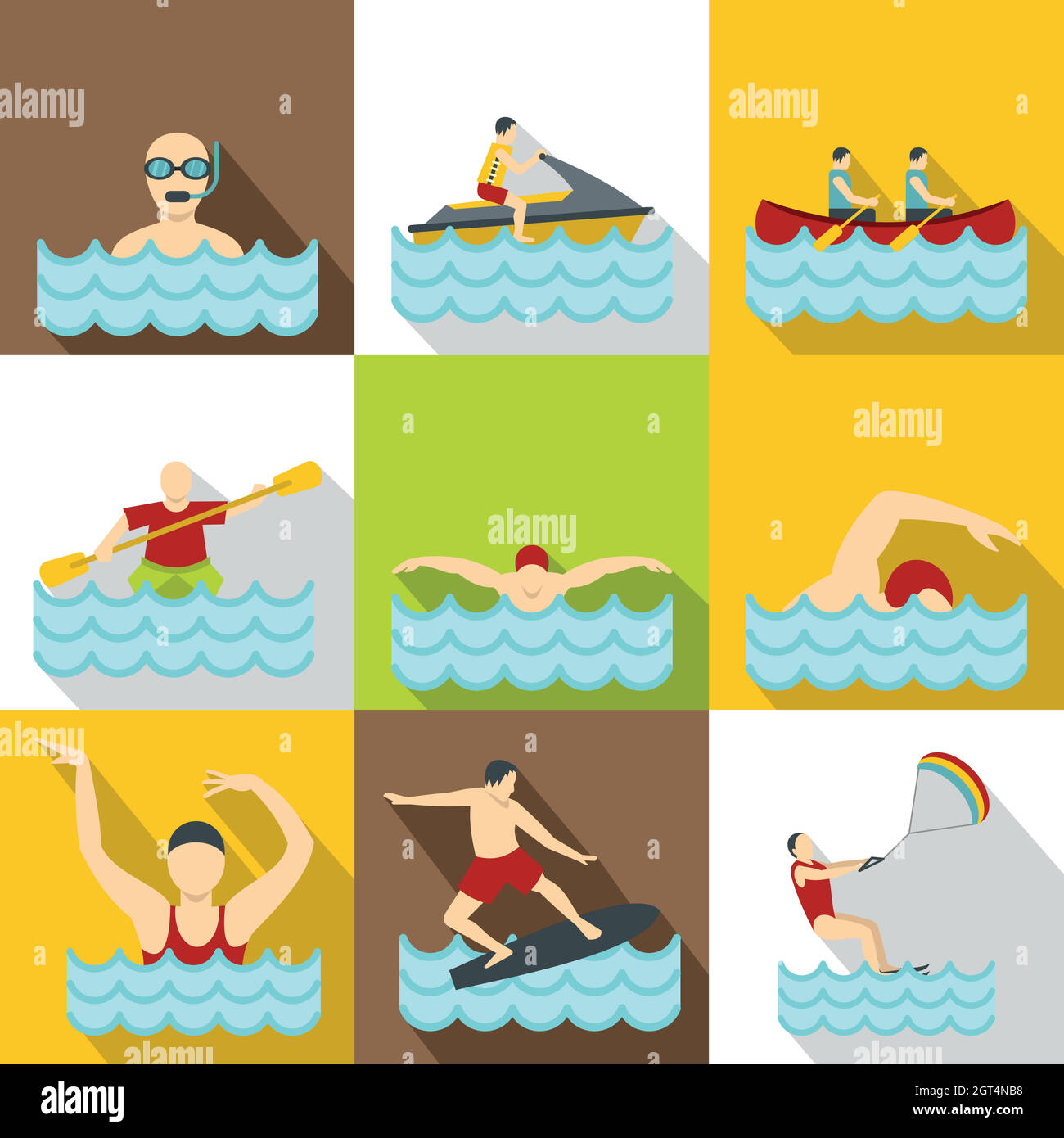 Active water sport icons set, flat style Stock Vector Image & Art - Alamy