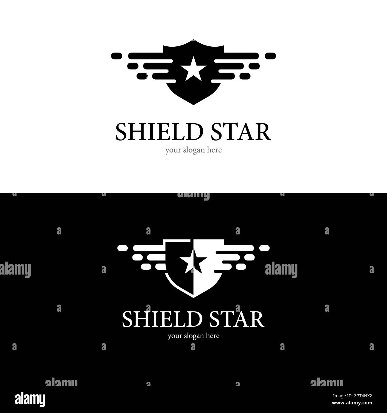 Shield star logo template vector icon design Stock Photo - Alamy