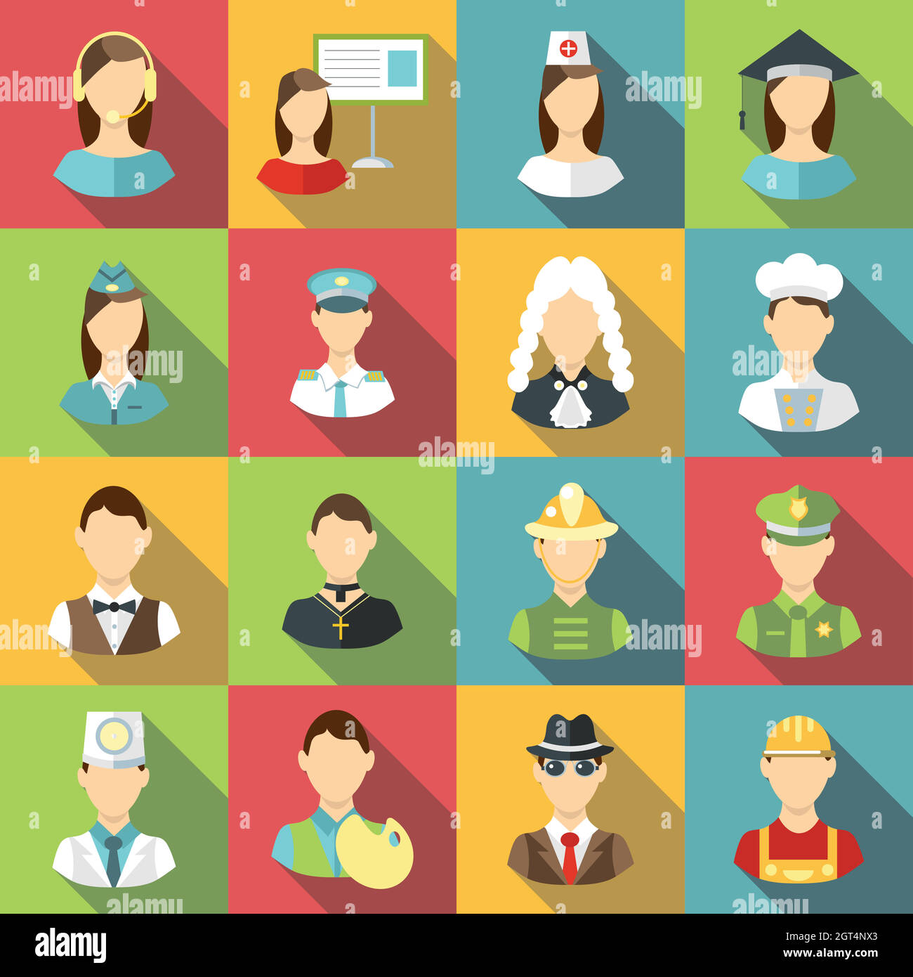 Different professions icons set, flat style Stock Vector Image & Art ...