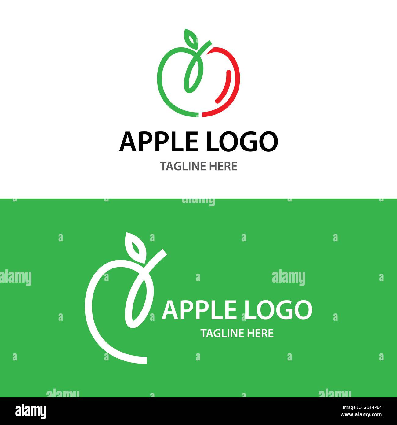 Apple line logo template design Stock Photo - Alamy