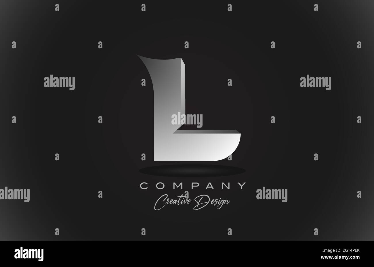 L white gradient alphabet letter logo icon with black background ...