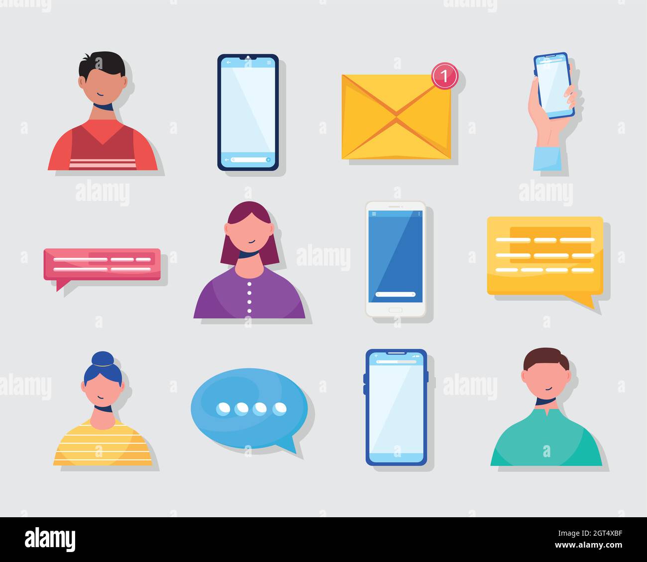 twelve messaging communication icons Stock Vector Image & Art - Alamy