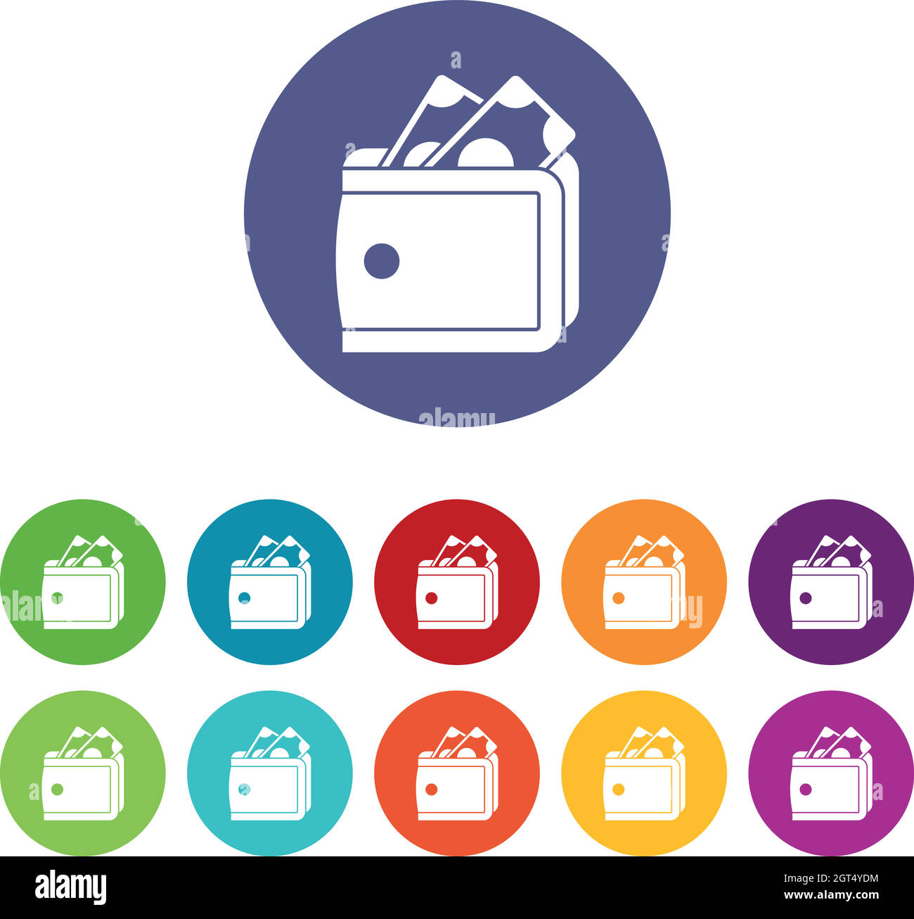 Wallet with cash set icons Stock Vector Image & Art - Alamy