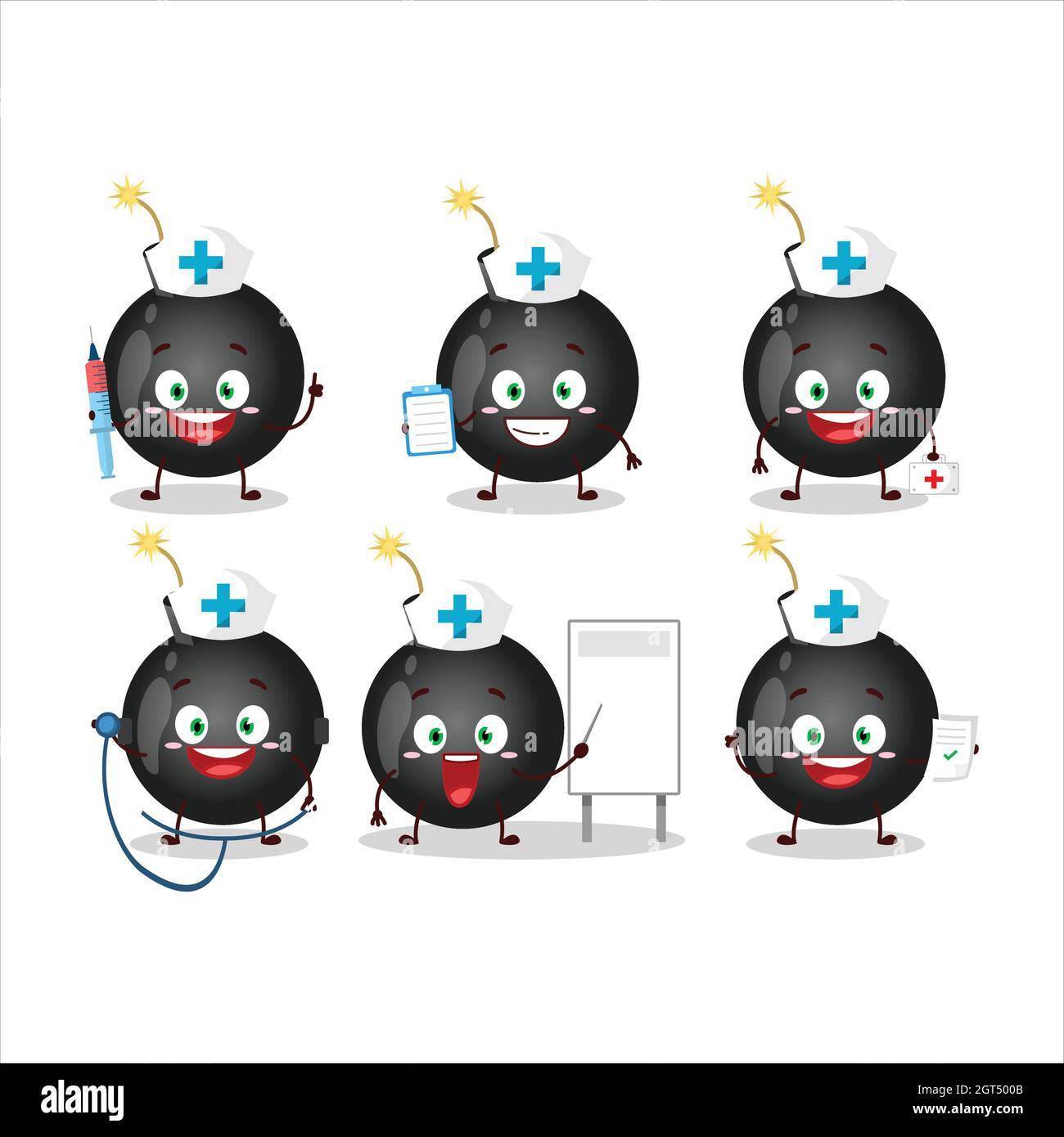 Doctor profession emoticon with bomb explosive firecrackercartoon ...