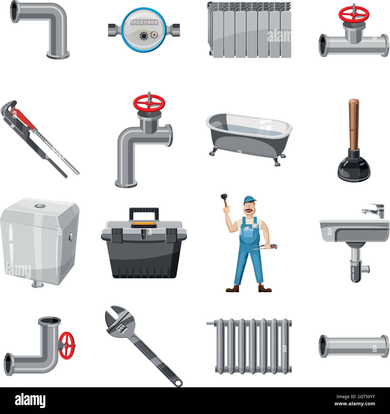 Plumber items icons set, cartoon style Stock Vector Image & Art - Alamy