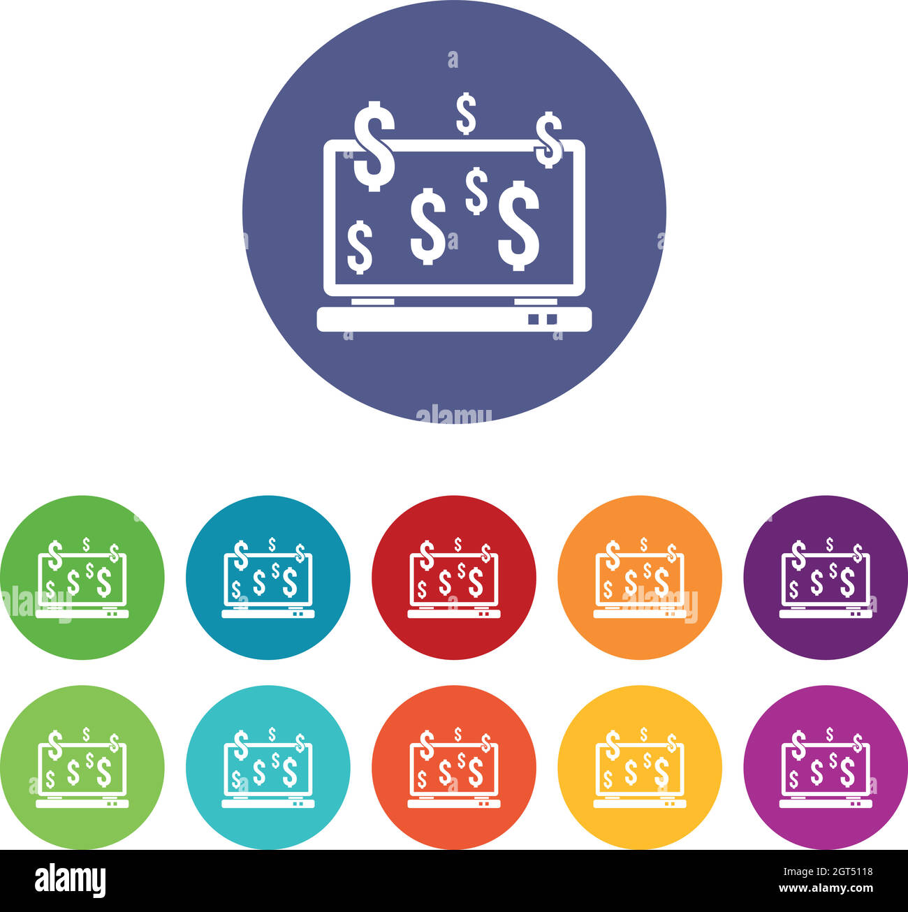 Computer monitor and dollar signs set icons Stock Vector Image & Art ...