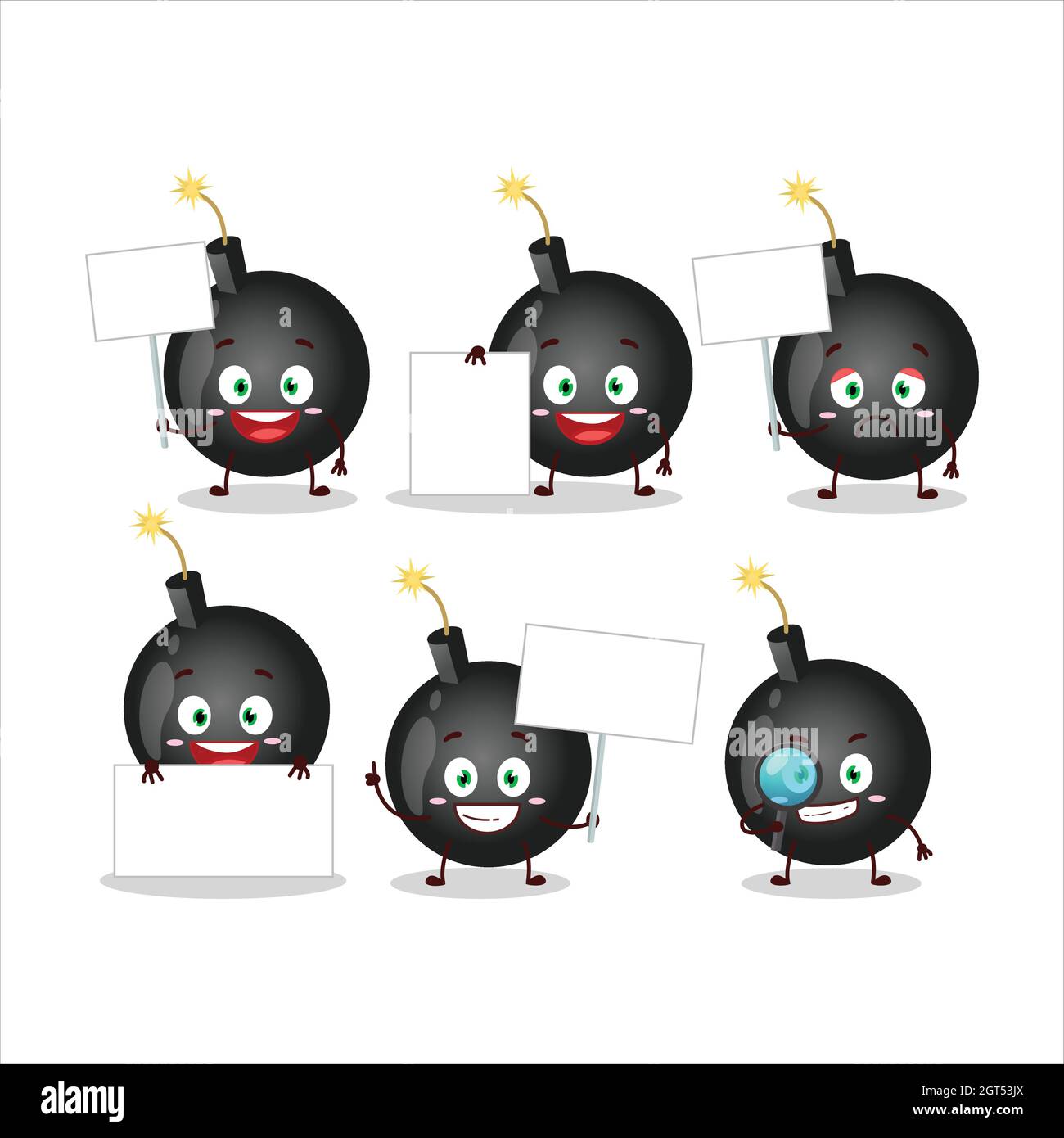 Bomb explosive firecracker cartoon character bring information board ...