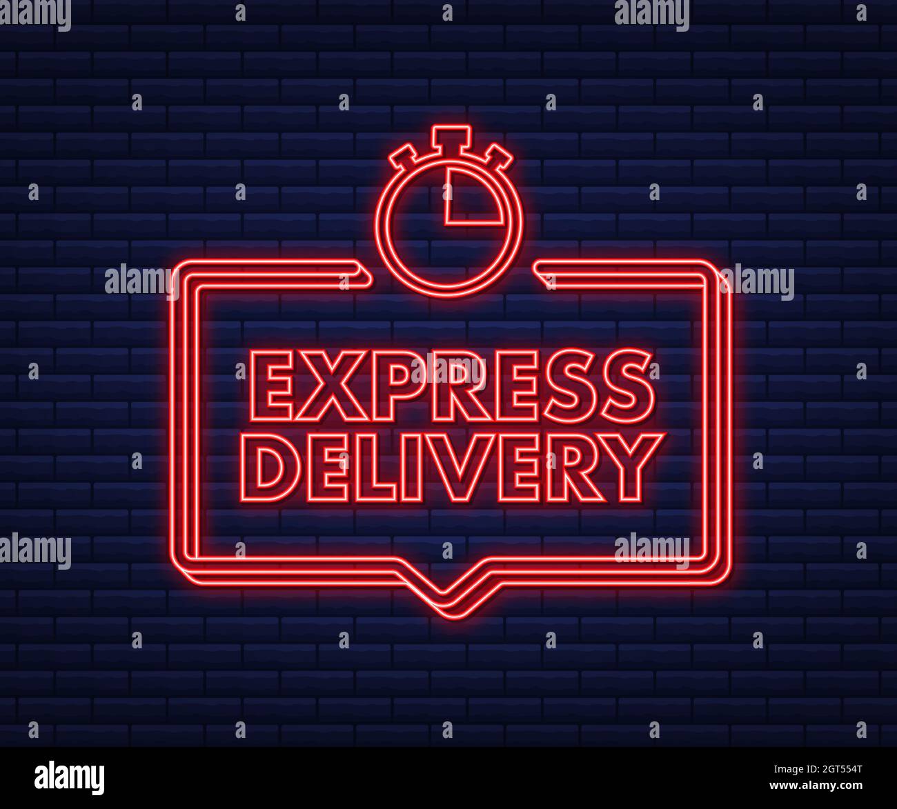Express delivery service neon icon. Fast time delivery order with ...