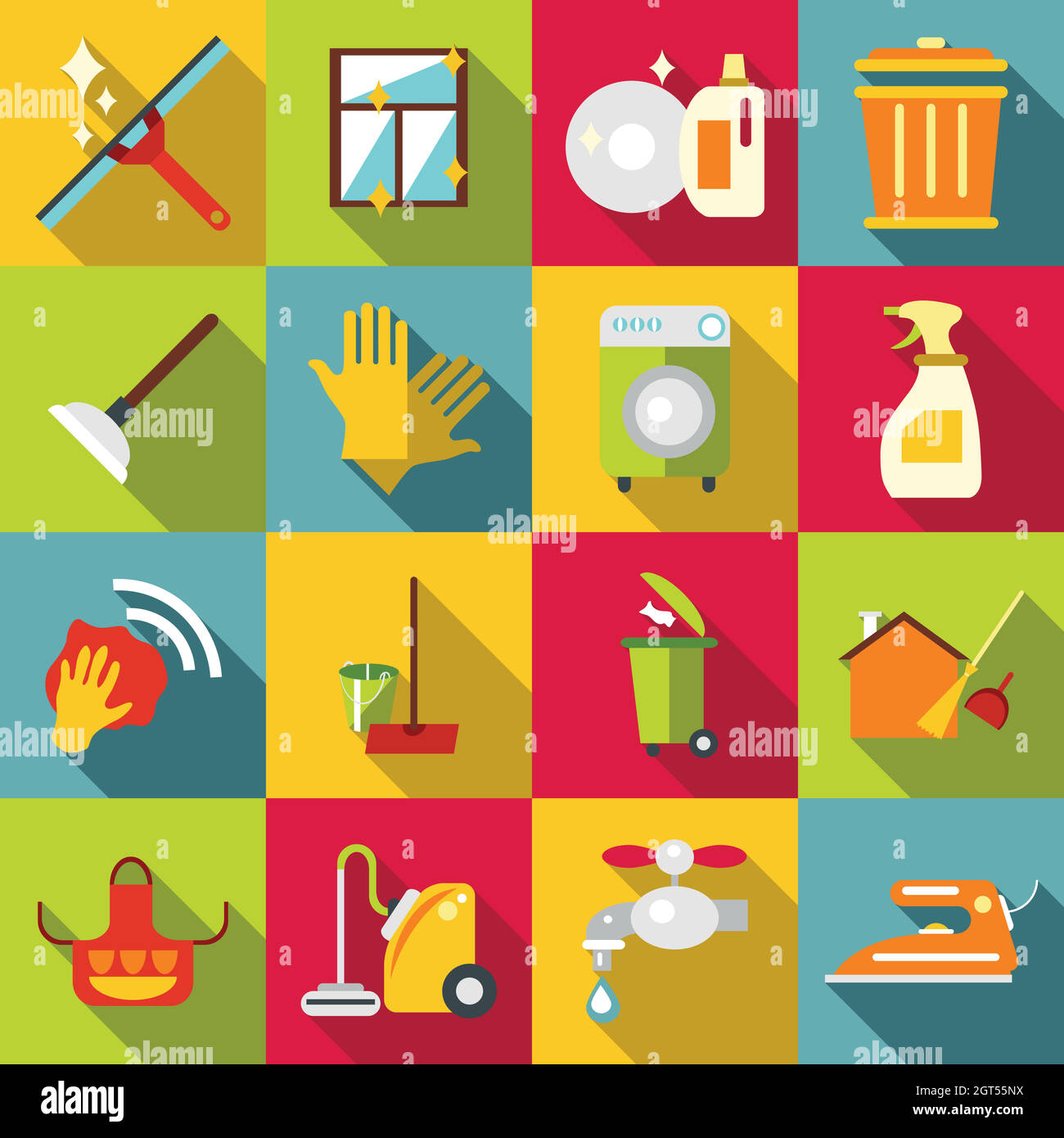 Cleaning items icons set, flat style Stock Vector Image & Art - Alamy