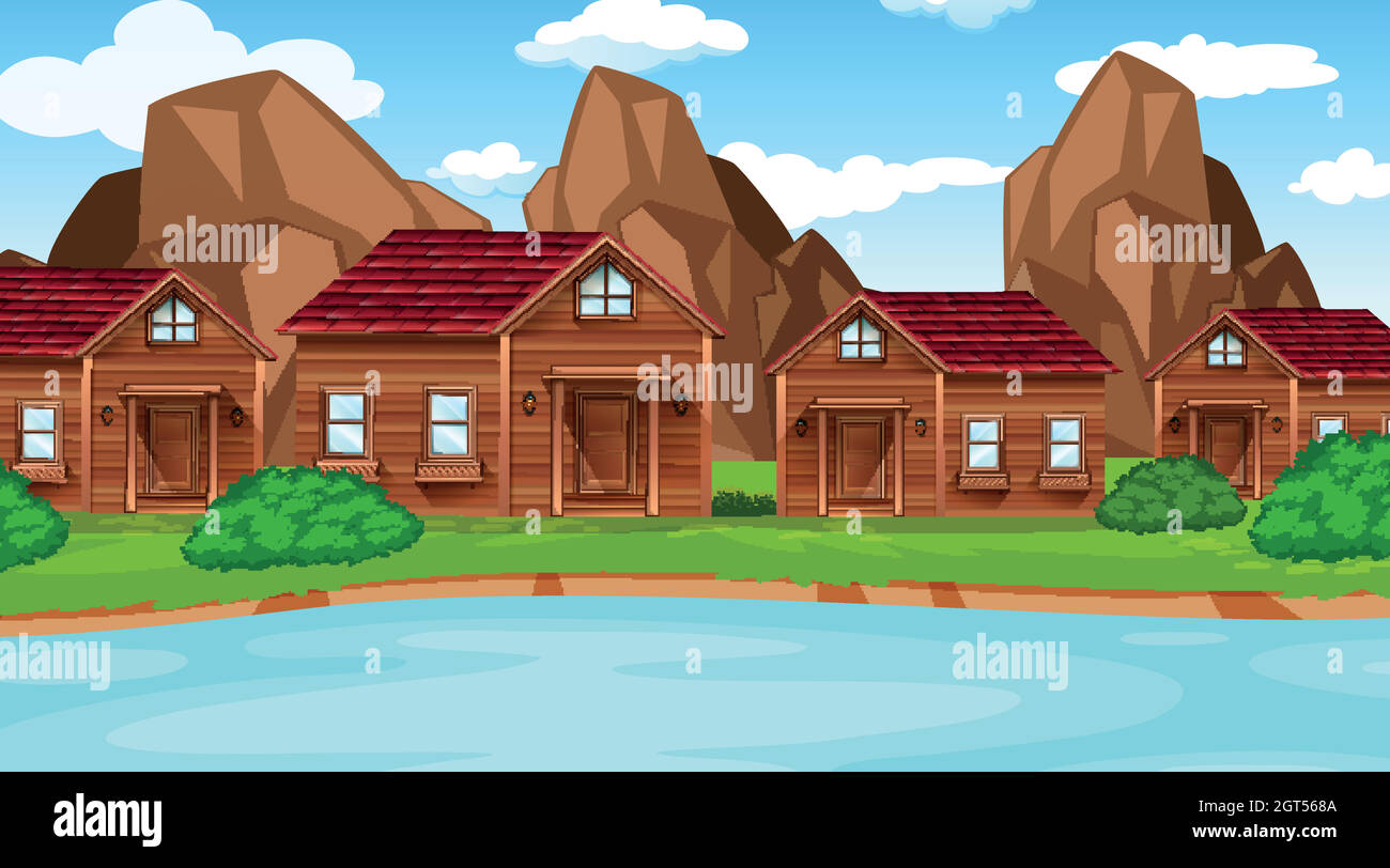 Village view Stock Vector Images - Alamy