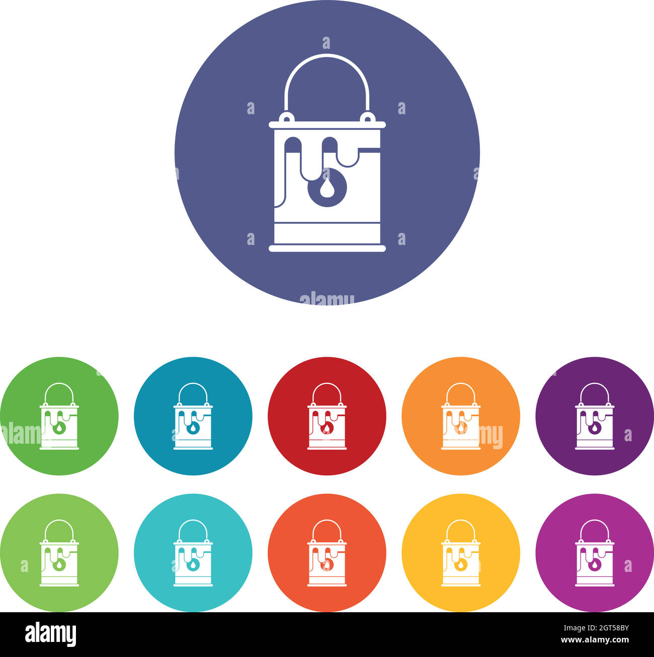 Bucket with paint set icons Stock Vector Image & Art - Alamy
