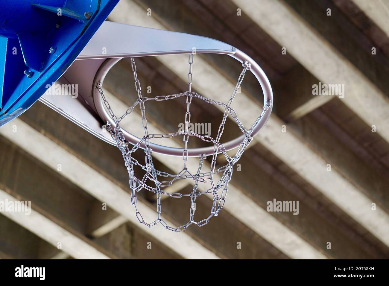 Old Basketball Hoop In The Street Stock Photo - Alamy