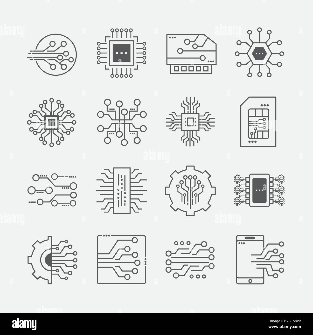 sixteen electronic circuits icons Stock Vector Image & Art - Alamy