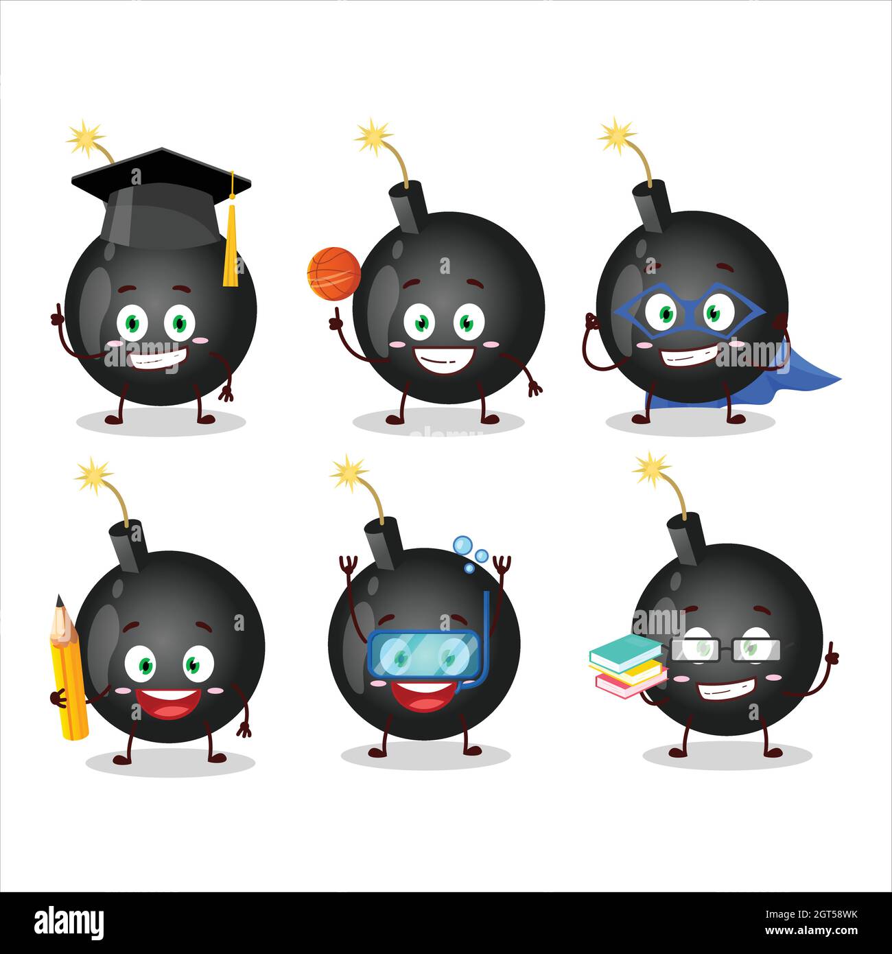 School student of bomb explosive firecracker cartoon character with ...