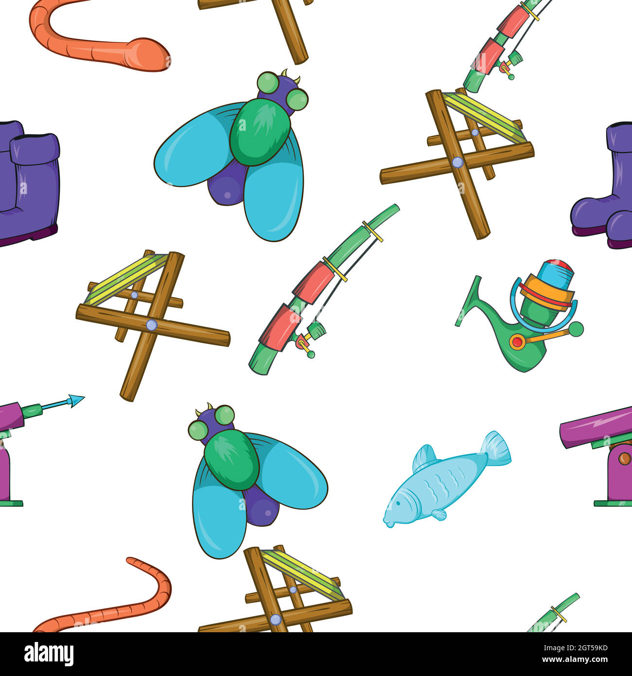 Hunting for fish pattern, cartoon style Stock Vector Image & Art - Alamy