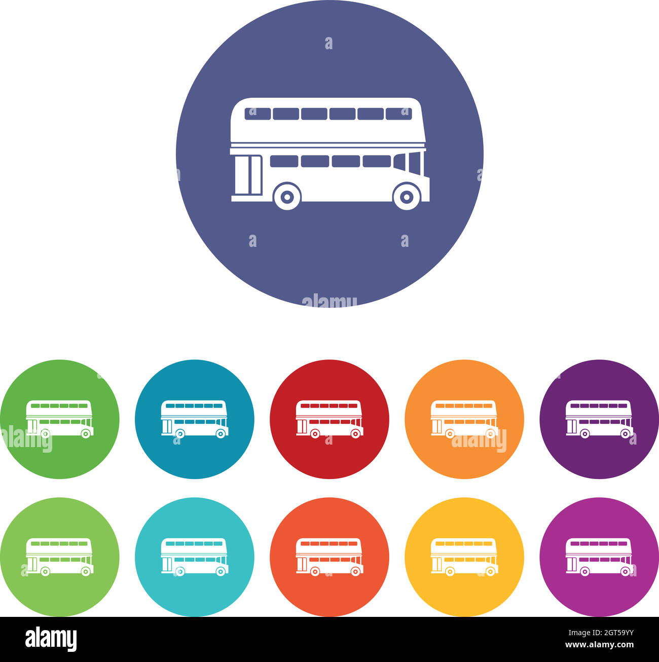 Double decker bus set icons Stock Vector Image & Art - Alamy