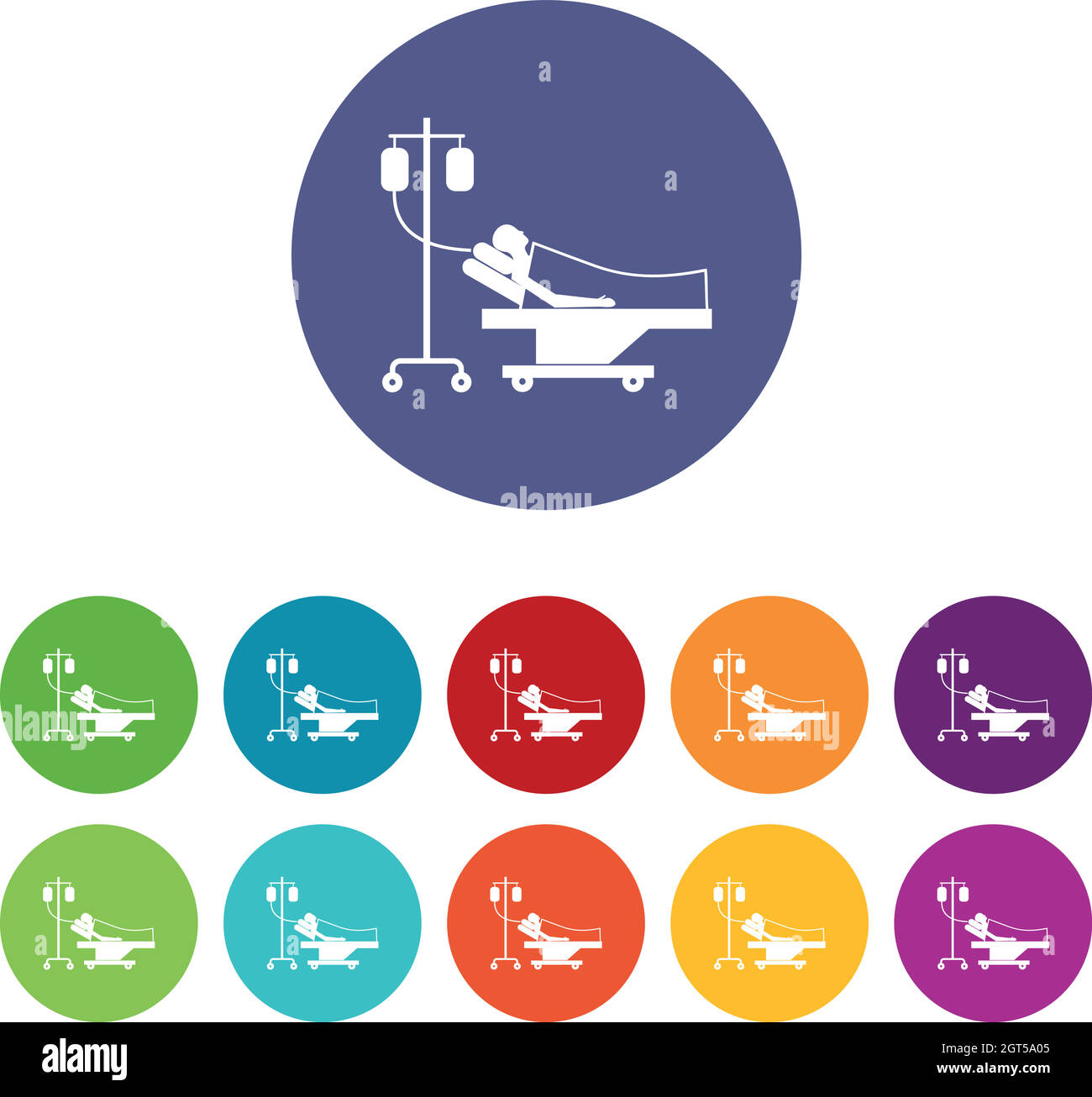 Patient in bed on a drip set icons Stock Vector Image & Art - Alamy