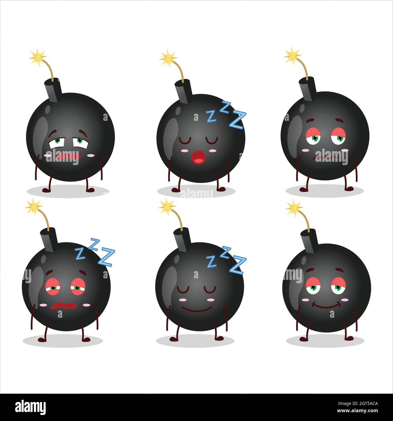 Cartoon character of bomb explosive firecracker with sleepy expression ...