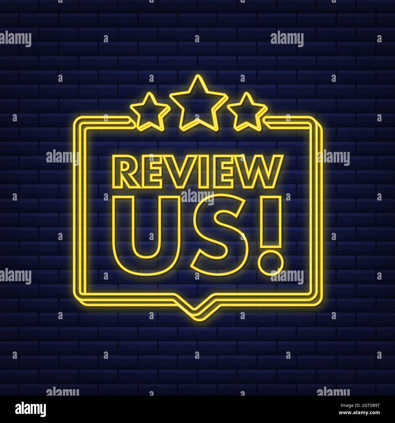 Review us user rating concept. Review and rate us stars neon icon ...
