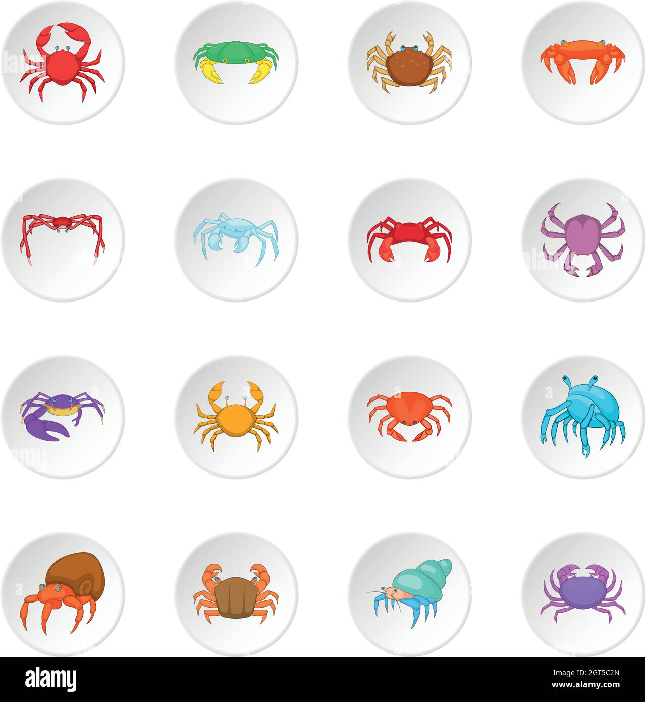 Colorful crab icons set Stock Vector Image & Art - Alamy