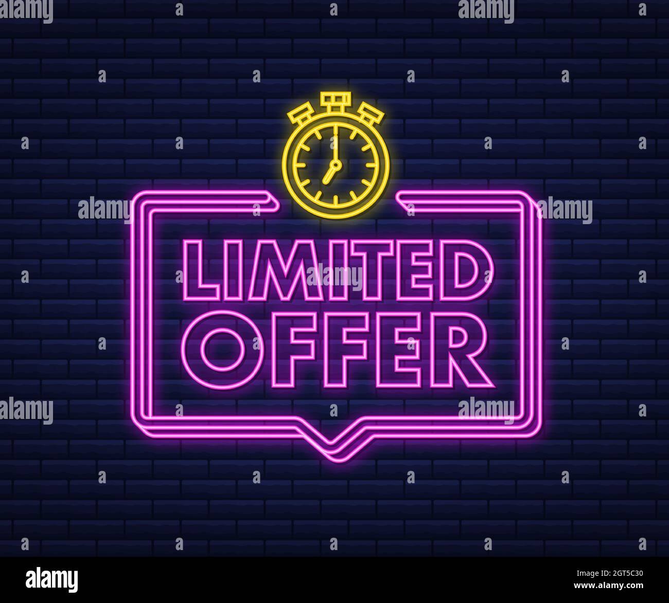 Limited Offer Labels. Alarm clock countdown logo. Neon icon. Limited ...