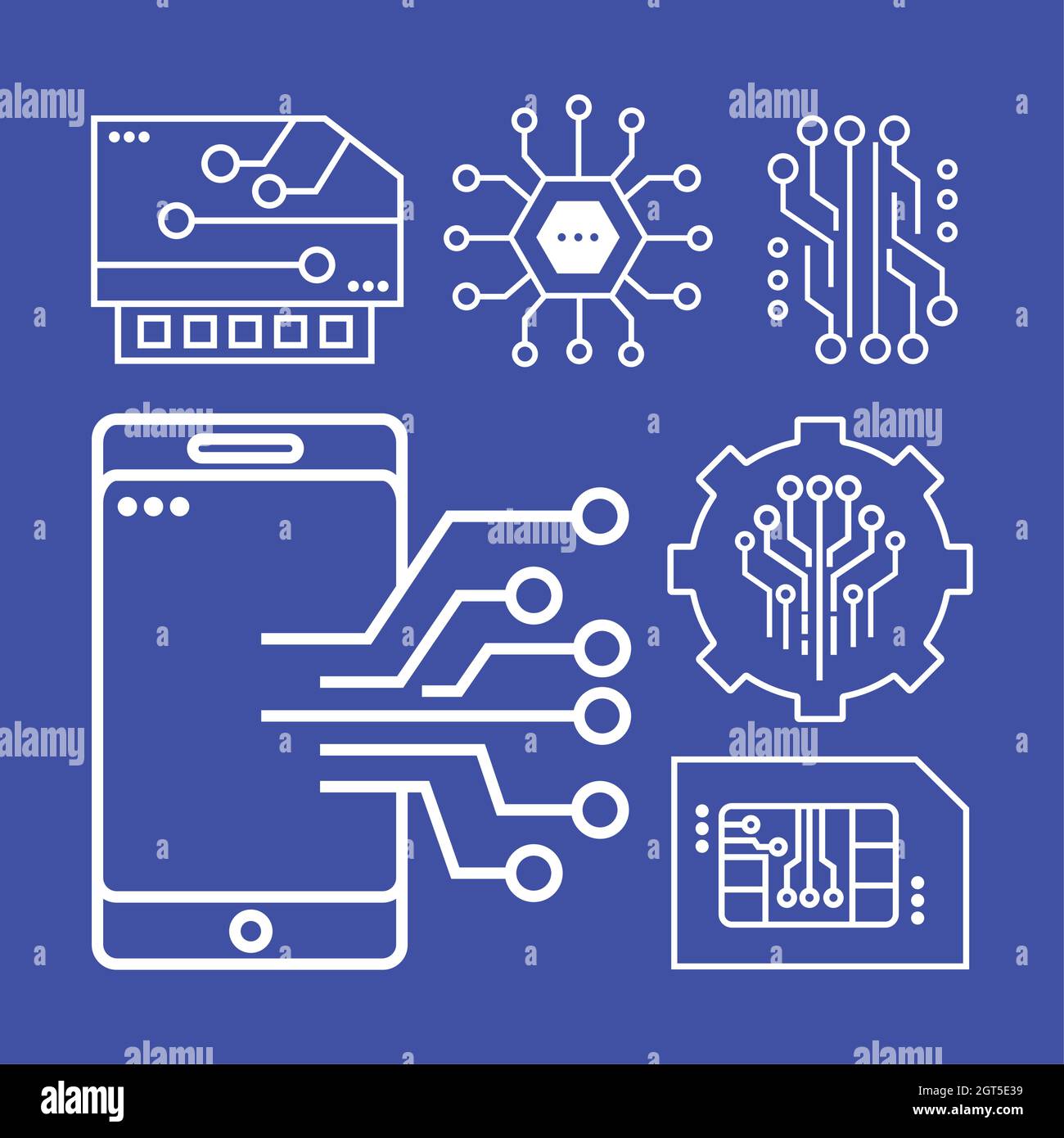 six electronic circuits icons Stock Vector Image & Art - Alamy