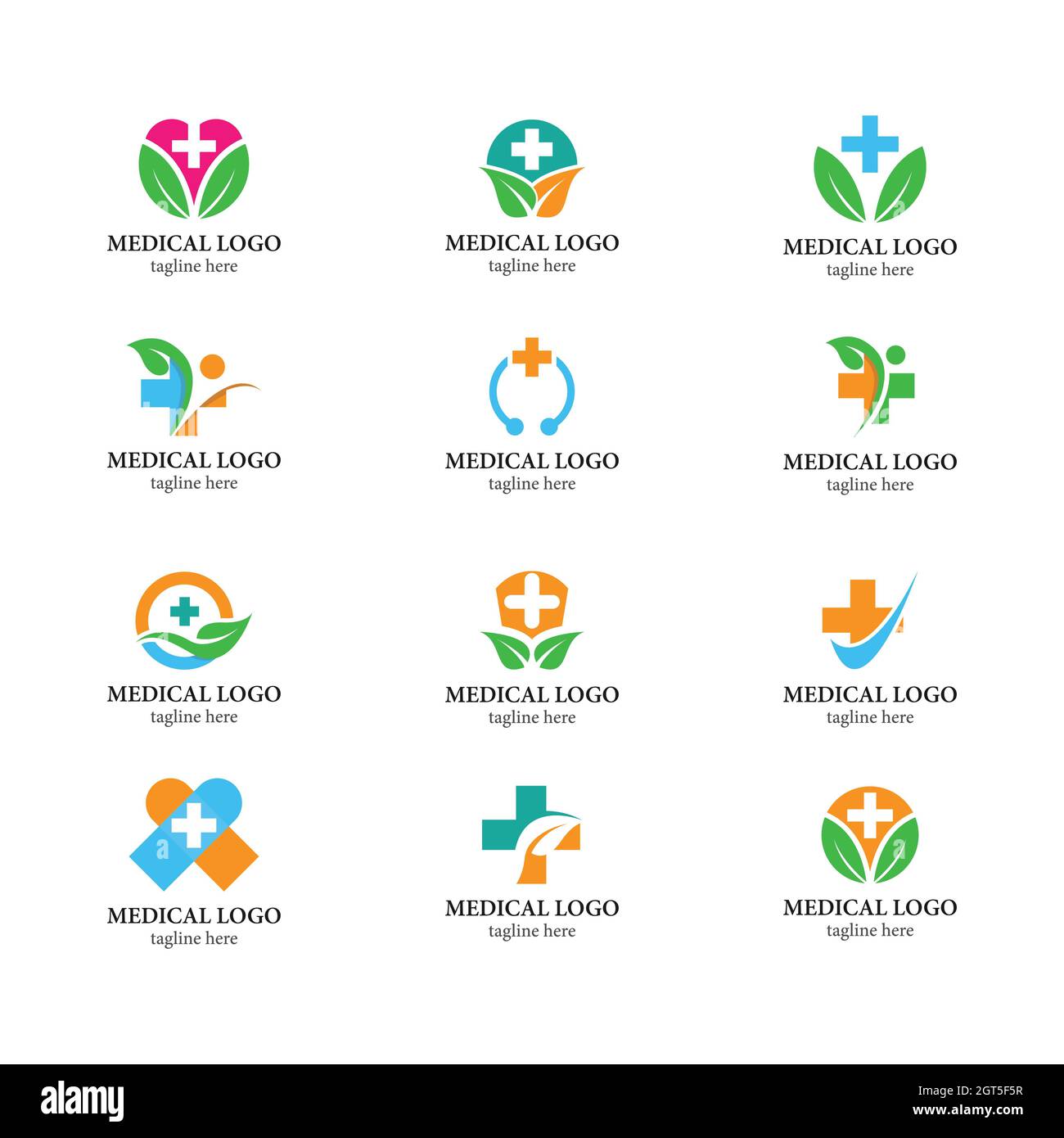 Health logo template icon pack Stock Photo - Alamy