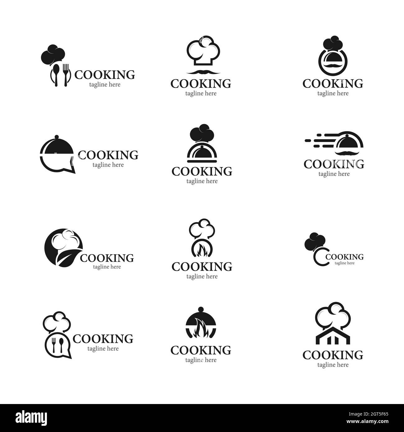 Cooking logo design vector icon pack Stock Photo - Alamy