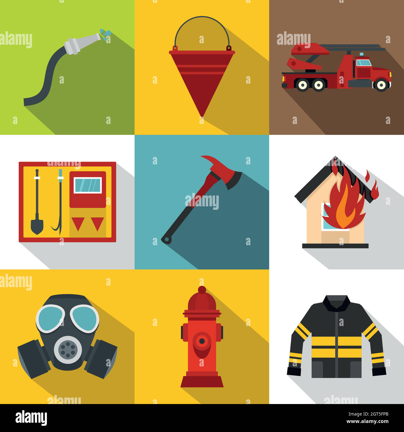 Fire icons set, flat style Stock Vector Image & Art - Alamy