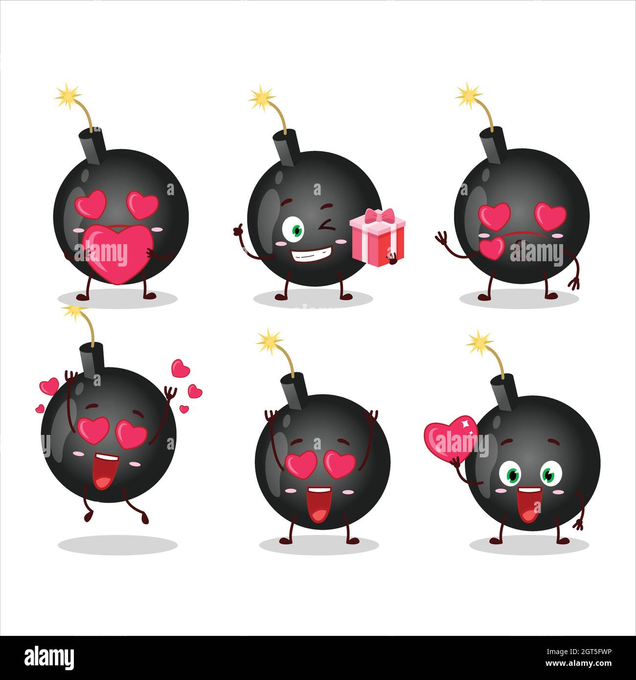 Bomb explosive firecracker cartoon character with love cute emoticon ...