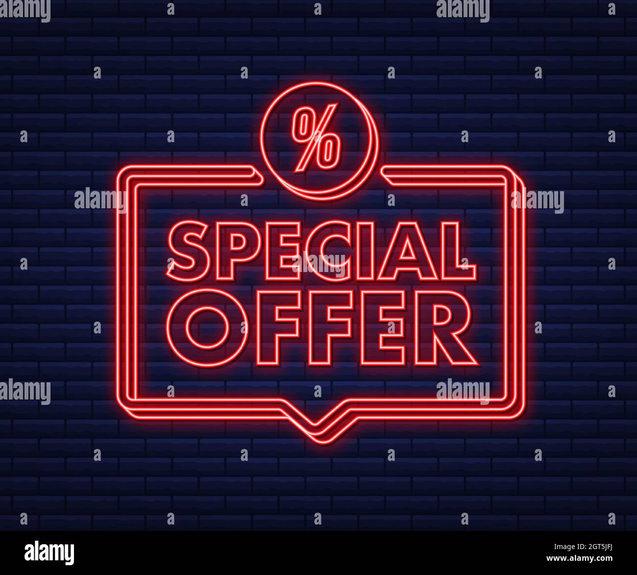 Special Offer neon style red colored. Discount label. Vector stock ...