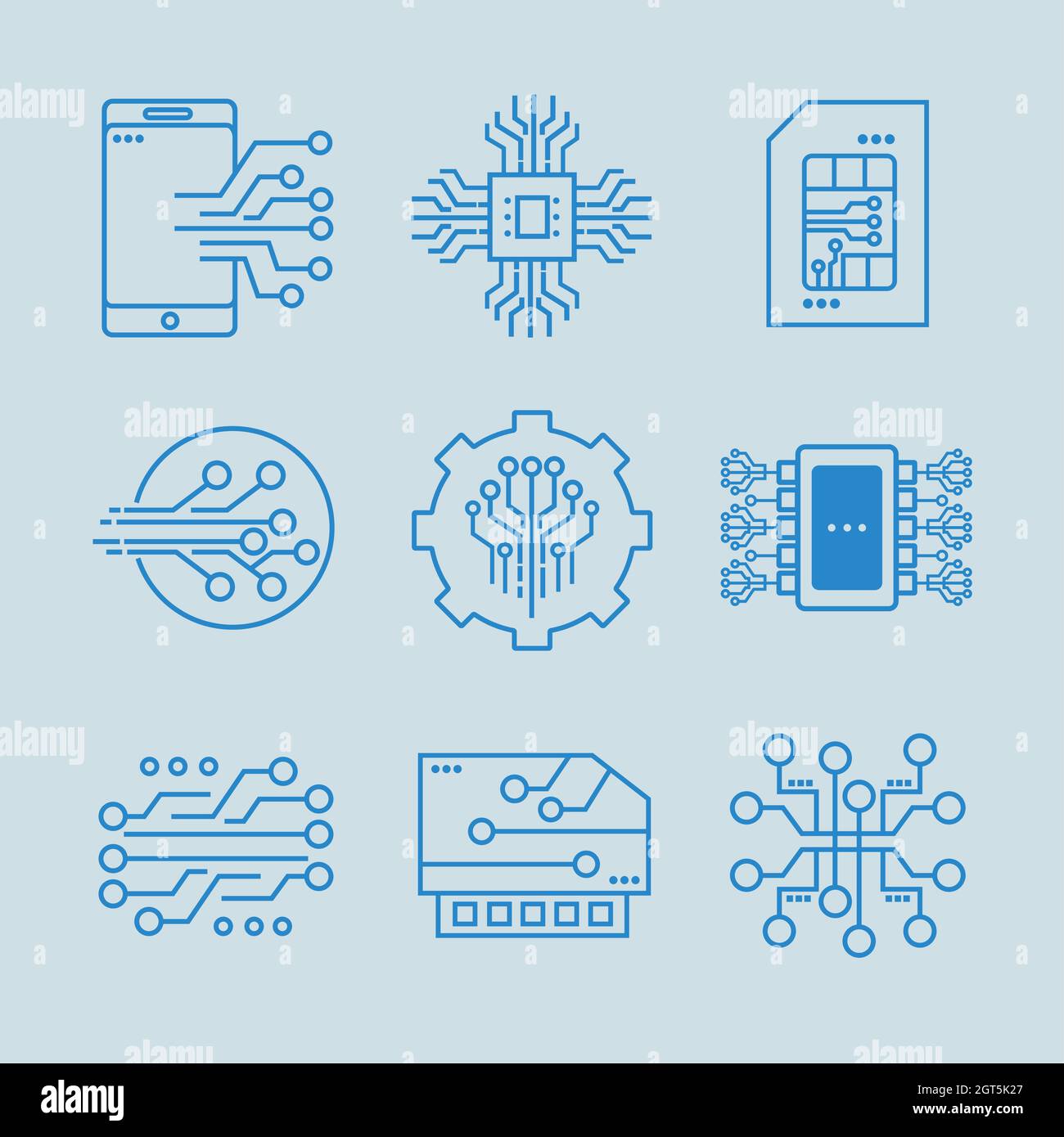 nine electronic circuits icons Stock Vector Image & Art - Alamy