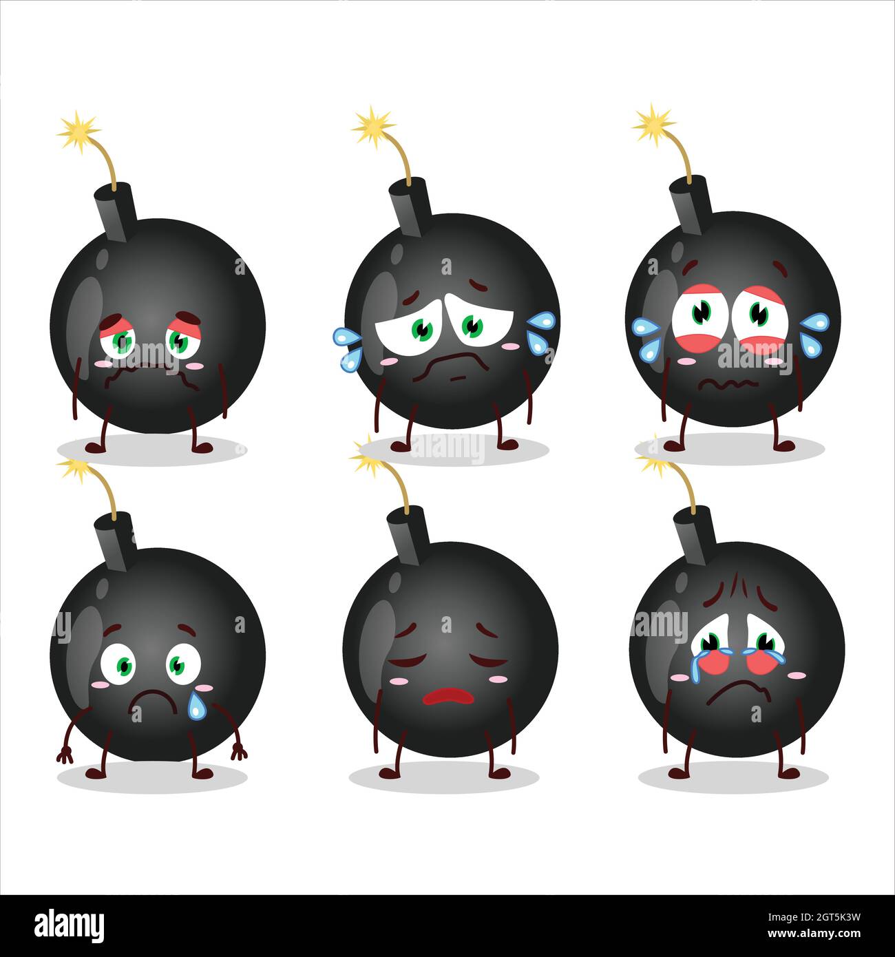 Bomb explosive firecracker cartoon character with sad expression ...