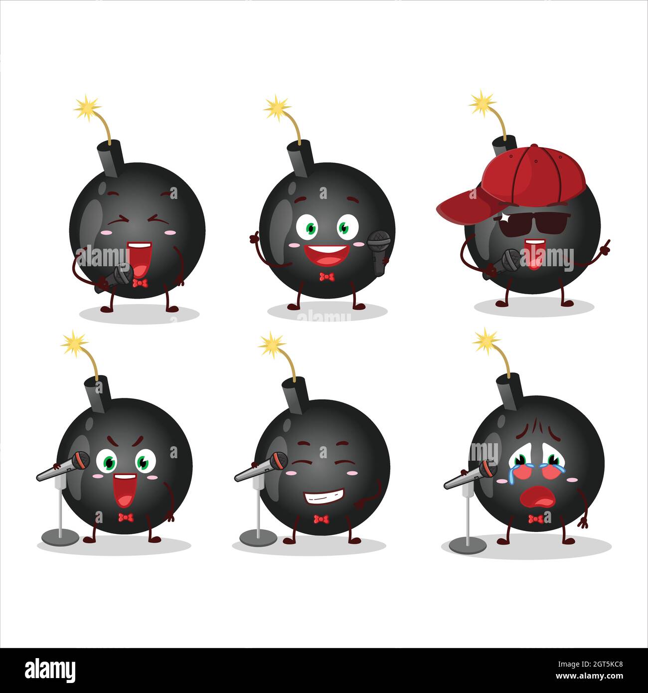 A Cute Cartoon design concept of bomb explosive firecracker singing a ...