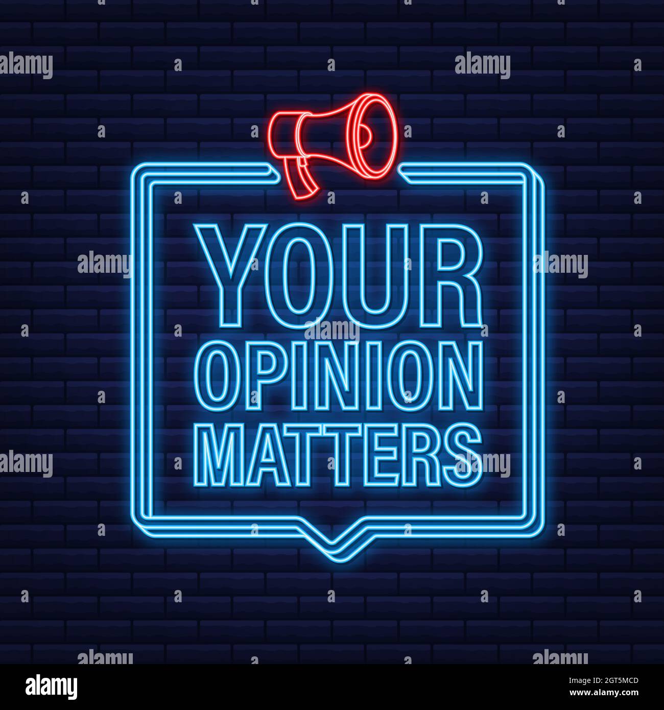 Megaphone banner, business concept with text Your opinion matters. Neon ...