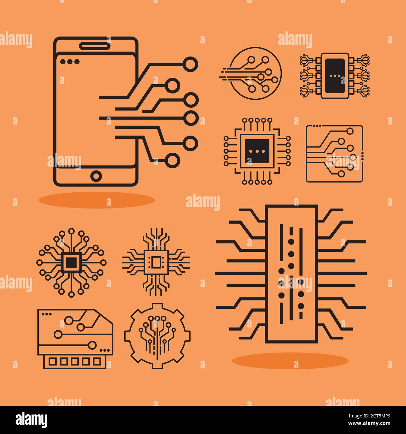 ten electronic circuits icons Stock Vector Image & Art - Alamy
