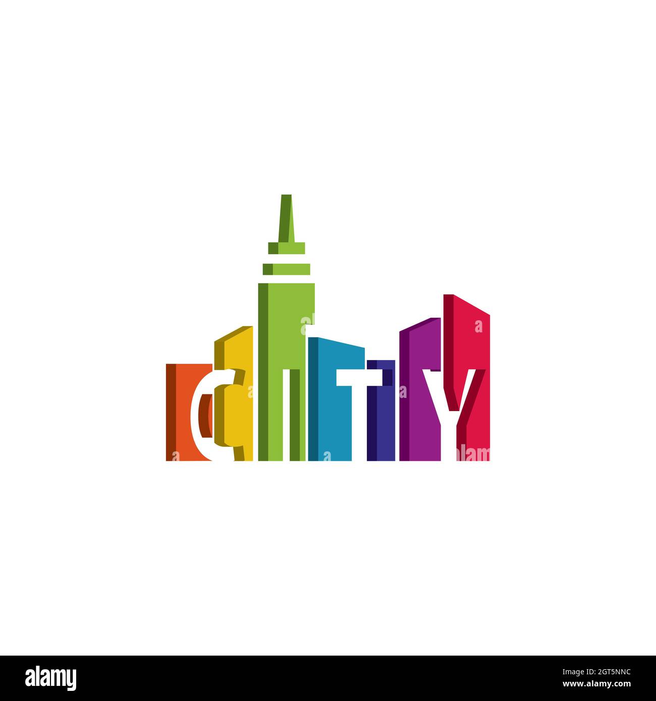 City building 3d logo icon design Stock Photo - Alamy