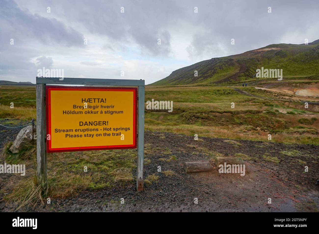 Krýsuvík, Iceland: Warning sign at the Krýsuvík-Seltún Geothermal Hot ...