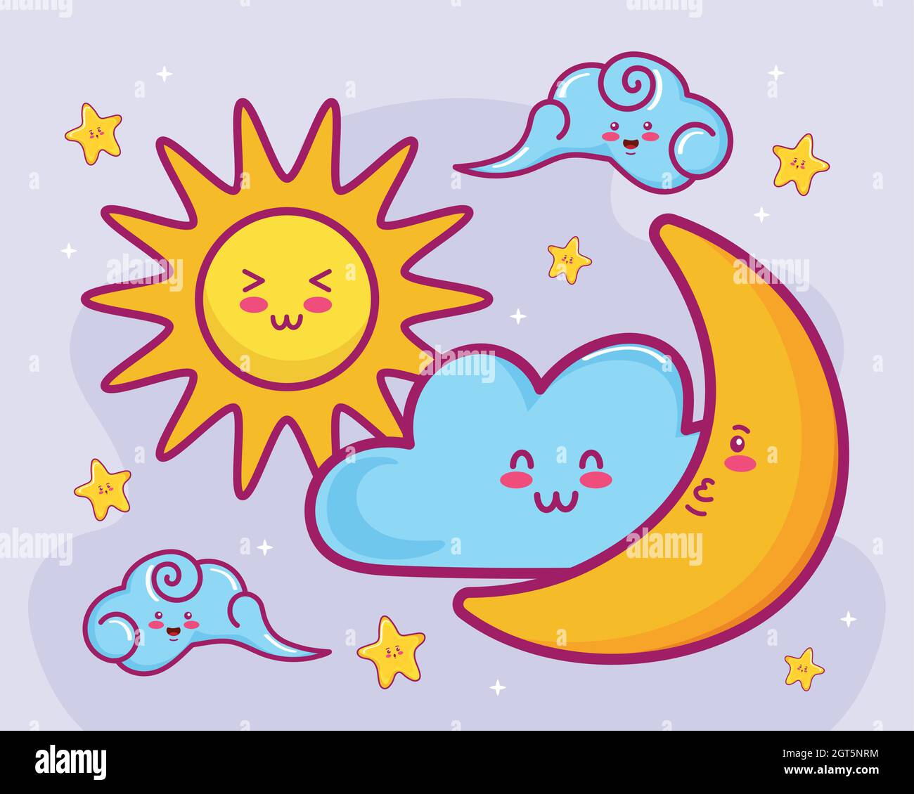 Sun moon face color Stock Vector Images - Alamy