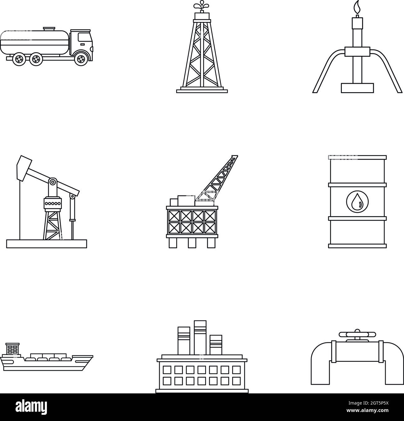 Oil production icons set, outline style Stock Vector Image & Art - Alamy