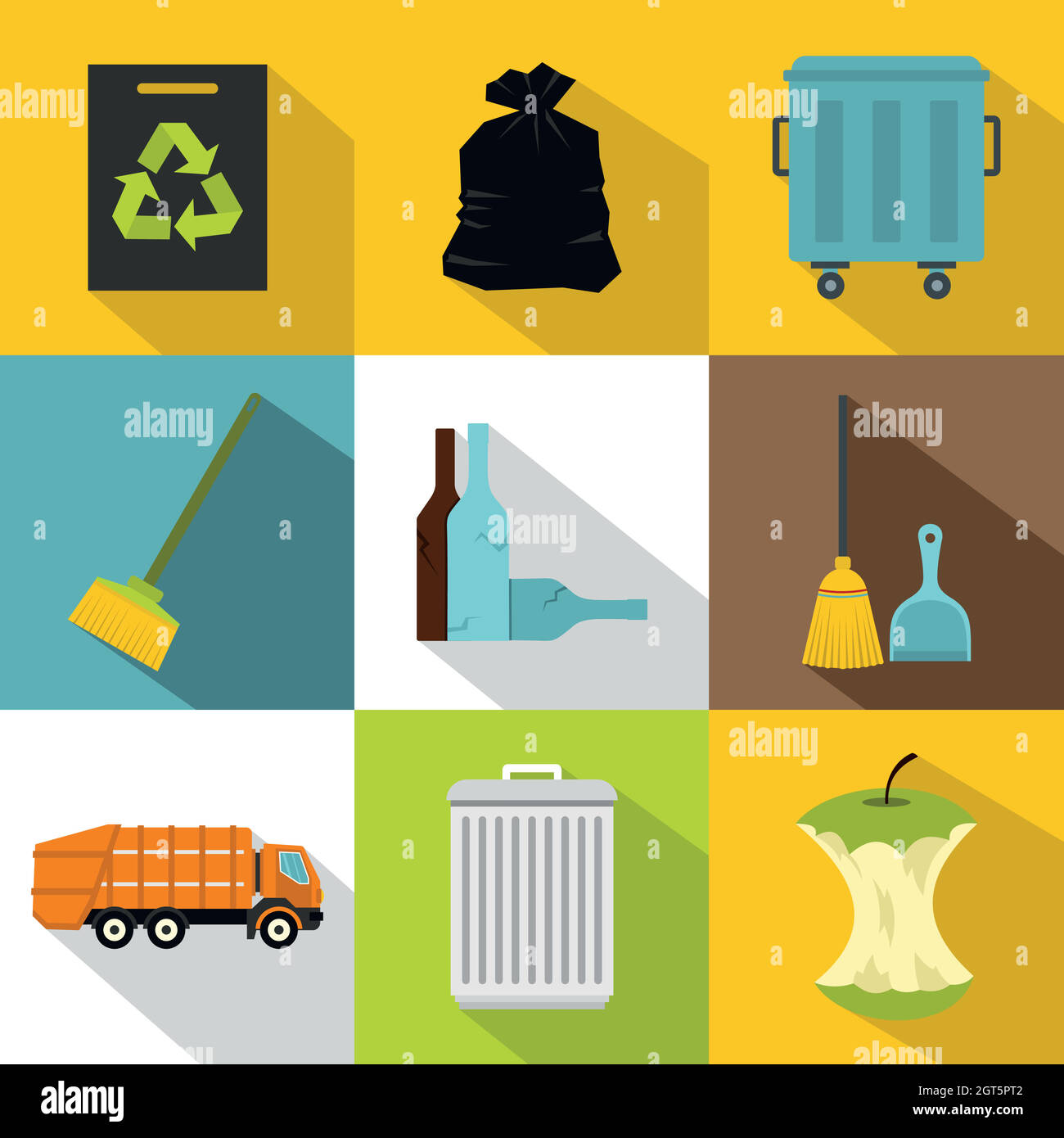 Trash icons set, flat style Stock Vector Image & Art - Alamy