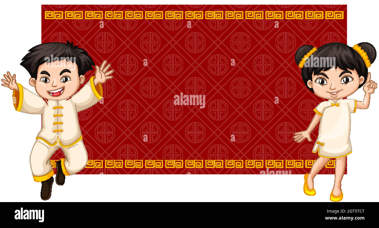 Banner design with chinese boy and girl Stock Vector Image & Art - Alamy